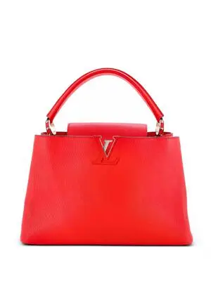 LOUIS VUITTON Capucines Bag Leather Mm Satchel Red