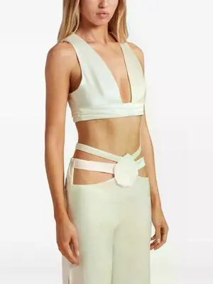 VIOLANTE NESSI Adele Bow-detail Satin Top - Neutrals