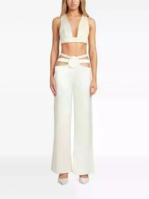 VIOLANTE NESSI Adele Bow-detail Satin Top - Neutrals