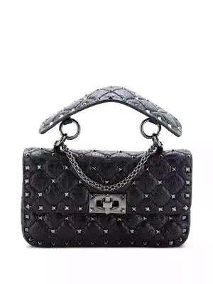 Valentino Garavani Rockstud Spike Flap Bag Quilted Leather Small Crossbody Bag - Black