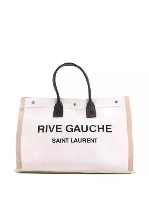 Saint Laurent Rive Gauche Shopper Canvas Large Tote Bag - Black