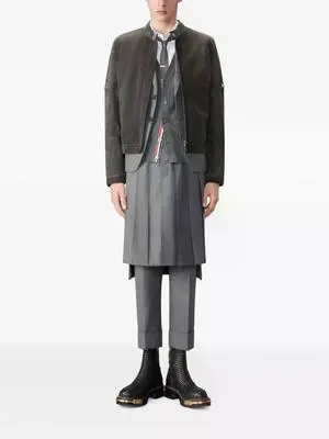 Thom Browne Leather Racer Jacket - Grey