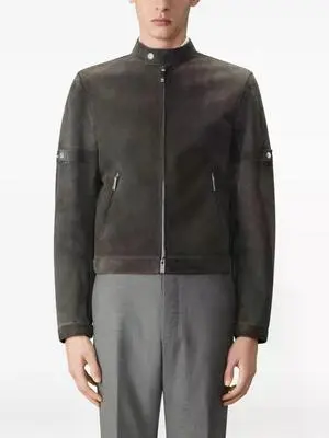 Thom Browne Leather Racer Jacket - Grey