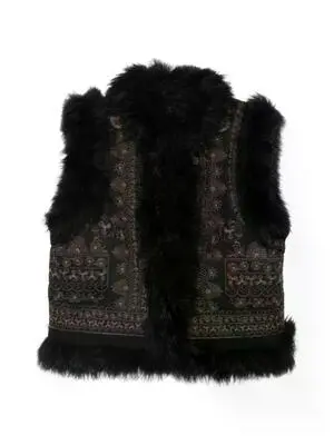 Antik Batik Sando Feather-trim Gilet - Black