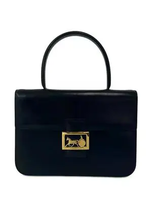 Celine 1997 Leather Logo Carriage Top Handle Bag Handbag