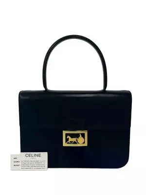 Celine 1997 Leather Logo Carriage Top Handle Bag Handbag