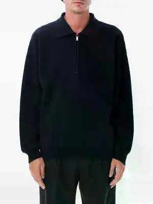 ROBERTO COLLINA Quarter-zip Chest-pocket Sweater - Blue