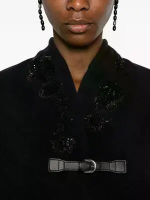FORTE_FORTE Embroidered Buckle-fastening Coat