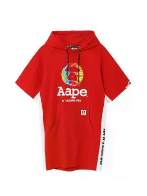 AAPE BY *A BATHING APE Moonface Logo-print Hooded Mini Dress - Red