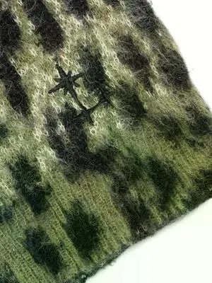 LANEUS Leopard-print Brushed-knit Beanie Hat