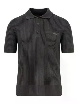 Gucci Pocket Ribbed Polo Shirt - Grey