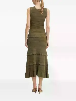 MORGAN Tiered Pointelle-knit Midi Dress