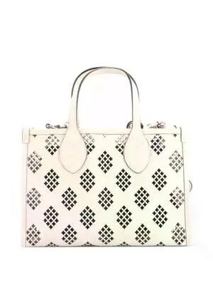 Gucci Convertible Gg Debossed Laser Cut Leather Small Tote Bag - Neutrals