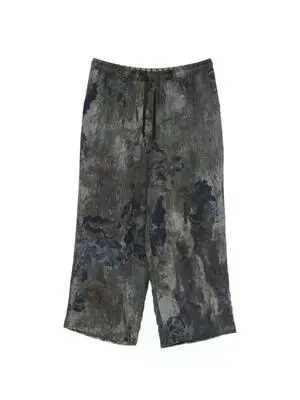 ZIGGY CHEN Abstract-print Silk Trousers