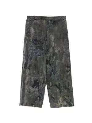 ZIGGY CHEN Abstract-print Silk Trousers