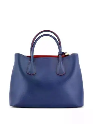 Prada Cuir Double Saffiano Leather Medium Tote Bag - Blue