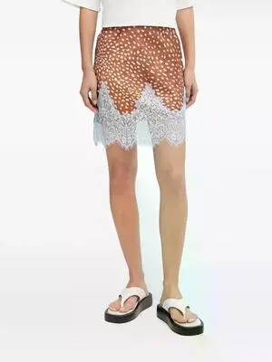 NEVER FULLY DRESSED Lace-trim Animal-print Mini Skirt - Orange
