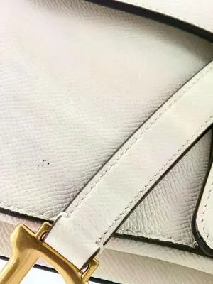 Dior Saddle Handbag With Strap Leather Mini Shoulder Bag - White