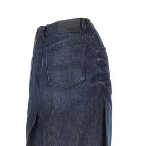 DIESEL® Creased Denim Midi Skirt