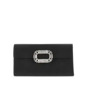 ROGER VIVIER Sexy Choc' Satin Clutch - Black