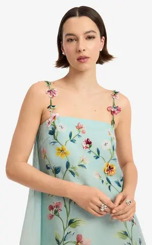 LEO LIN Fiona Embroidered Linen-silk Mini Dress