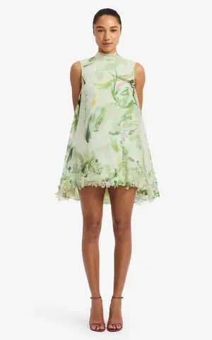 LEO LIN Fallon Applique Silk Mini Dress