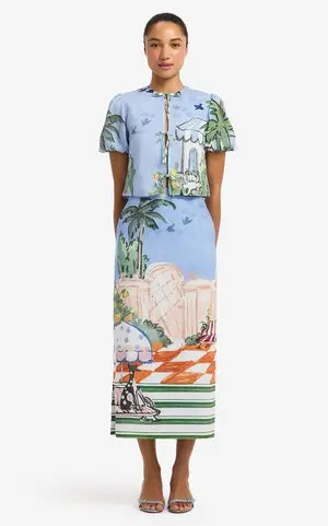 LEO LIN Rowan Crepe Midi Skirt