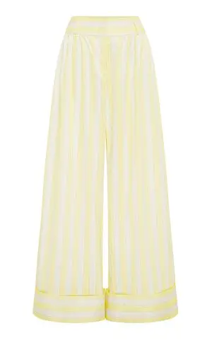 LEO LIN Nico Striped Stretch-cotton Wide-leg Pants - Yellow