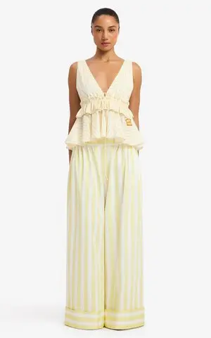 LEO LIN Nico Striped Stretch-cotton Wide-leg Pants
