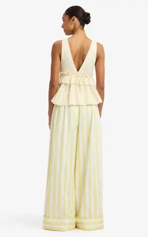 LEO LIN Nico Striped Stretch-cotton Wide-leg Pants