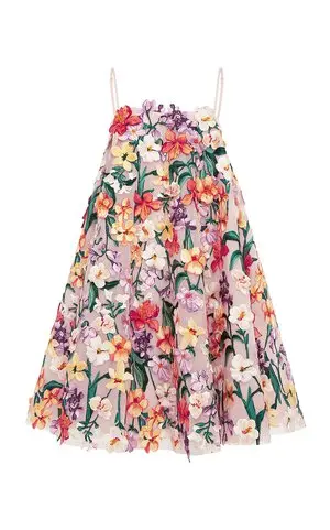 LEO LIN Marigold Hand-Embroidered Midi Dress