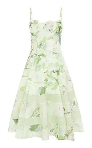 LEO LIN Marisol Applique Midi Dress - Green