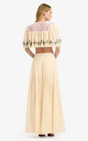 LEO LIN Remi Cape-sleeve Embroidered Top