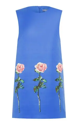 LEO LIN Yvonne Embellished Satin Mini Dress - Blue