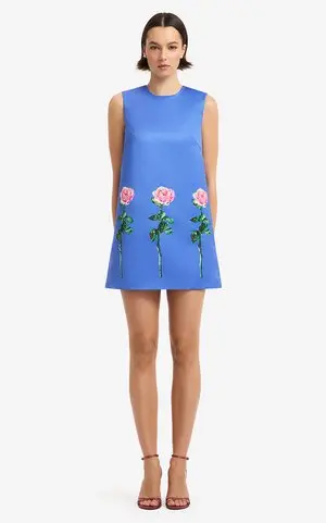 LEO LIN Yvonne Embellished Satin Mini Dress