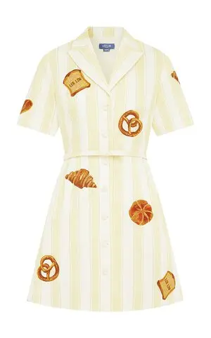 LEO LIN Brigitte Embroidered Cotton Mini Dress - Yellow