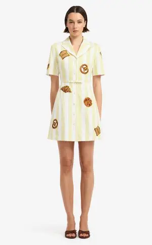 LEO LIN Brigitte Embroidered Cotton Mini Dress