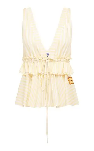 LEO LIN Briar Embroidered Cotton Top - Yellow