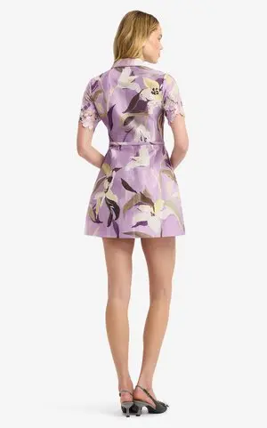 LEO LIN Brigitte Applique Linen-silk Mini Dress
