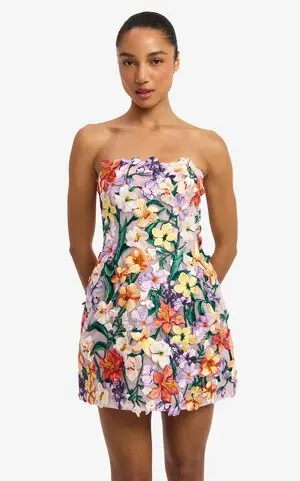 LEO LIN Roselle Hand-embroidered Mini Dress - Multi