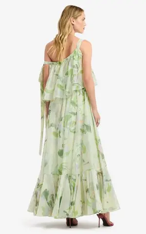 LEO LIN Everleigh One-shoulder Linen-blend Maxi Dress