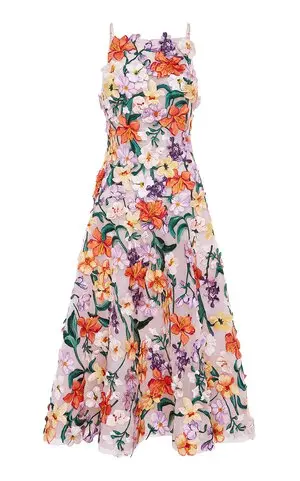 LEO LIN Bettina Hand-embroidered Midi Dress - Multi