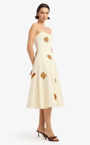 LEO LIN Marisol Embroidered Cotton Midi Dress
