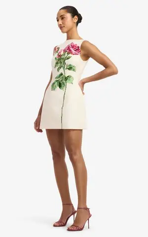 LEO LIN Ali Embroidered Linen-silk Mini Dress