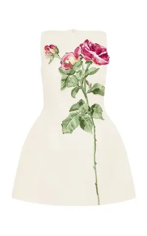 LEO LIN Ali Embroidered Linen-silk Mini Dress - Ivory