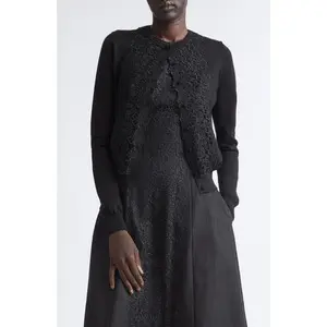 Carolina Herrera Floral Lace Cardigan - Black