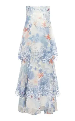 LEO LIN Delphine Tiered Silk Maxi Dress - Light Blue