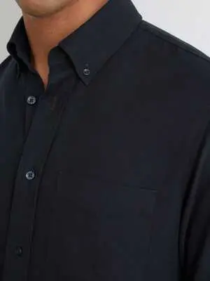 REISS Hunt Cotton Flannel Button-down Shirt Regular-fit - Navy