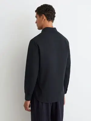 REISS Hunt Cotton Flannel Button-down Shirt Regular-fit - Navy
