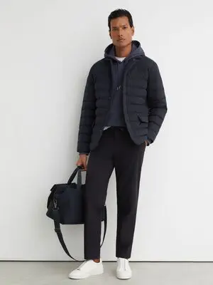 REISS Rider R-flex Technical Stretch Drawstring Trousers Tailored-fit - Navy